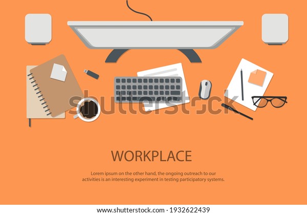 Workplace Desktop Background Top View Table Stock Vector (Royalty Free ...