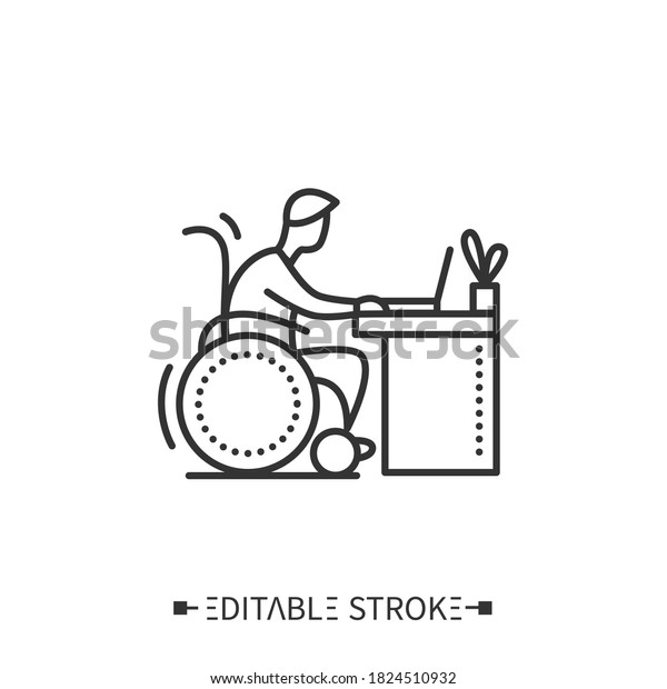 Workplace Disability Man Icon Handicapped Office Stock Vector (Royalty ...