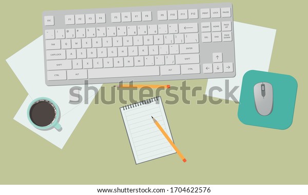 Workplace Illustration Computer Keyboard Mouse Vector Stock Vector ...