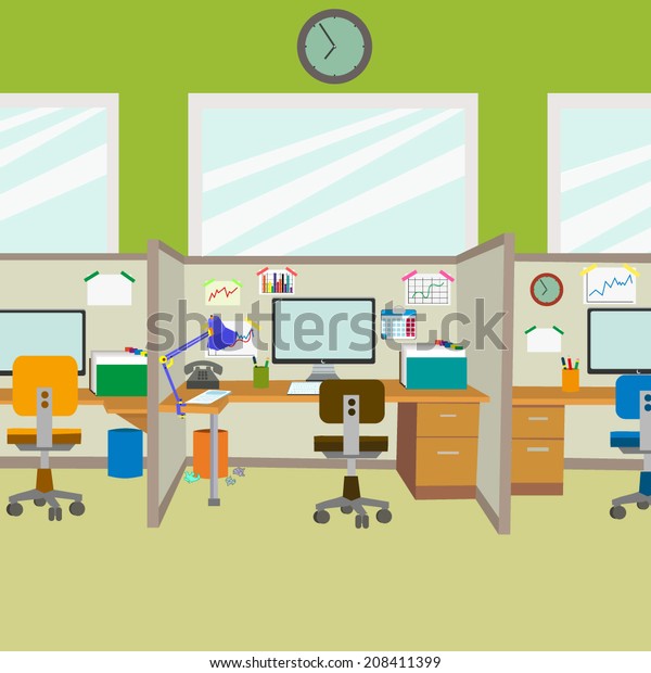 Workplace Office Corporation Vector: vector de stock (libre de regalías ...