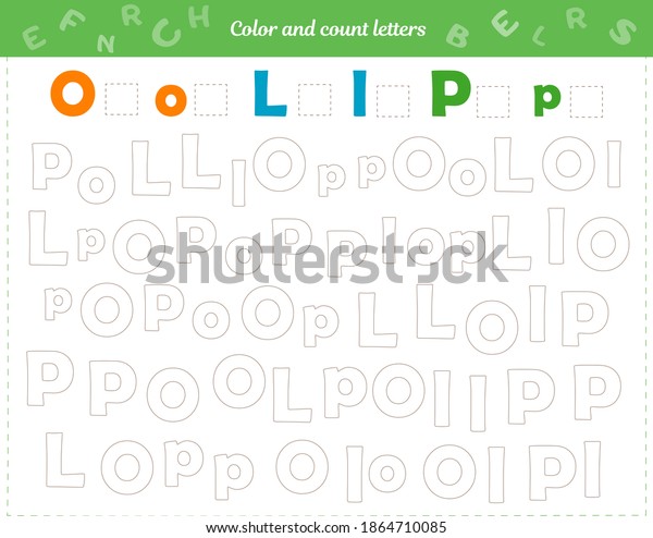 Worksheet Children Color Count Letters Development Stock Vector ...