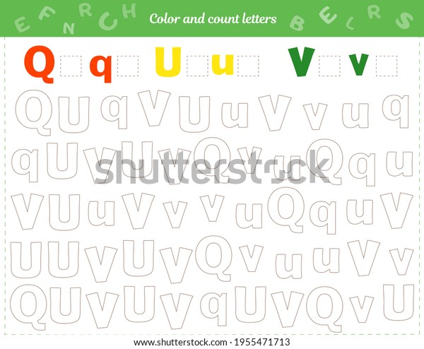 Worksheet Children Color Count Letters Development Stock Vector ...