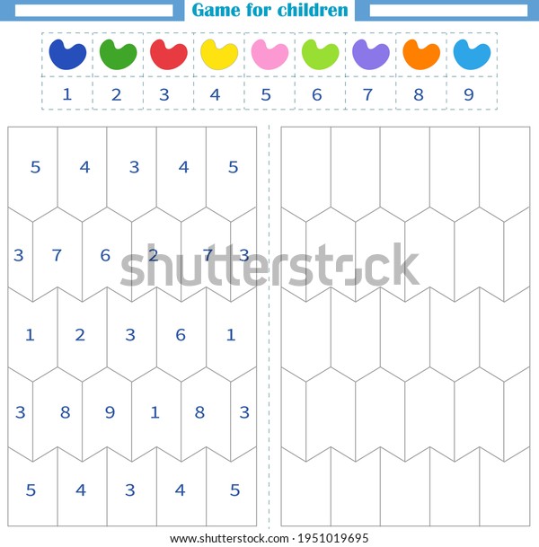 Worksheet Children Color Empty Shapes By Stock Vector (Royalty Free ...
