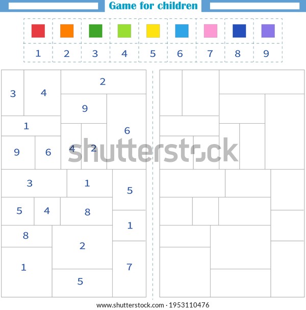 Worksheet Children Color Empty Shapes By Stock Vector (Royalty Free ...
