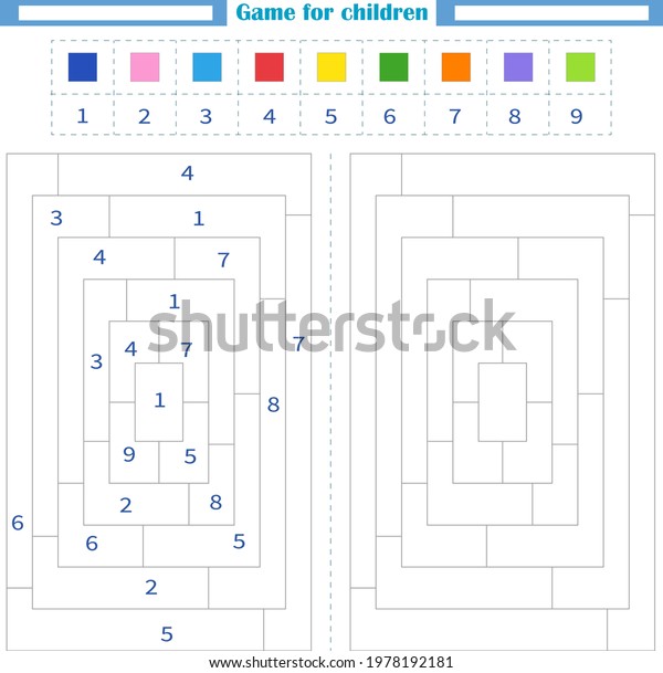 Worksheet Children Color Empty Shapes By Stock Vector (Royalty Free ...