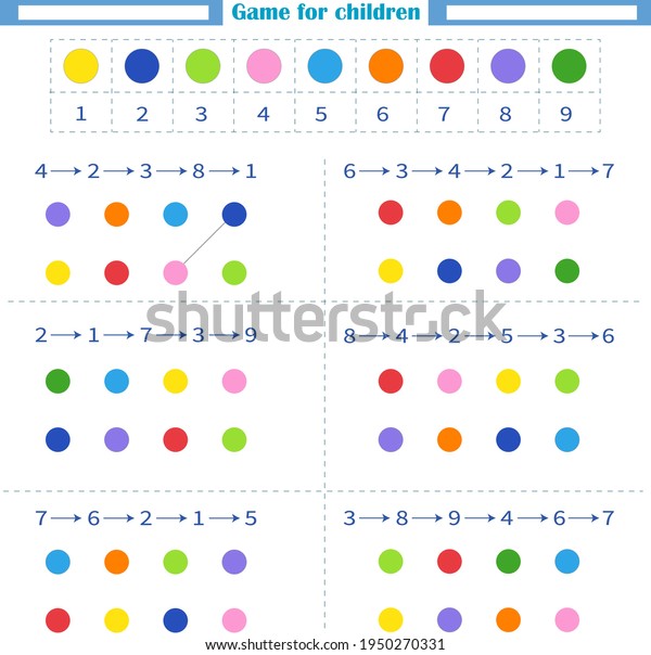 Worksheet Children Draw Lines According Arrows Stock Vector (Royalty ...