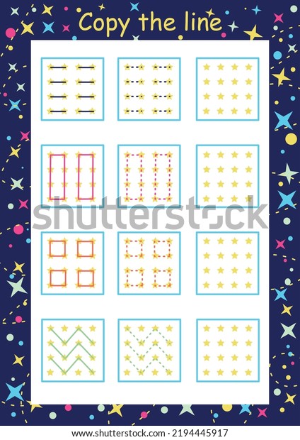 Worksheet Children Training Fine Motor Skills Stock Vector (Royalty ...