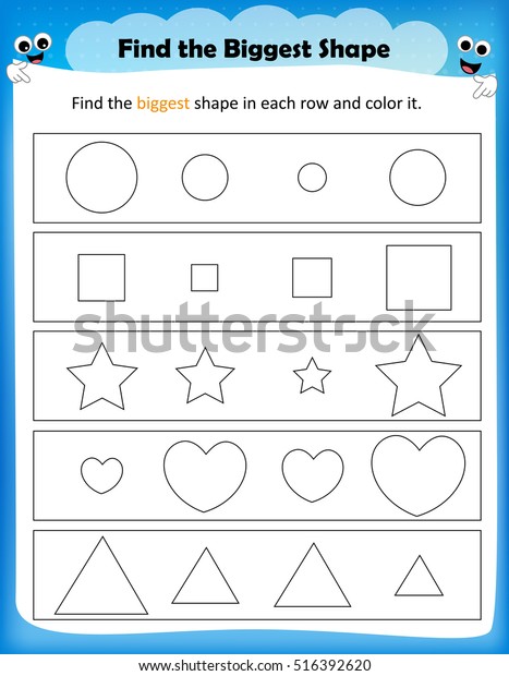 Worksheet Color Biggest Shape Worksheet Preschool Stock Vector (Royalty ...