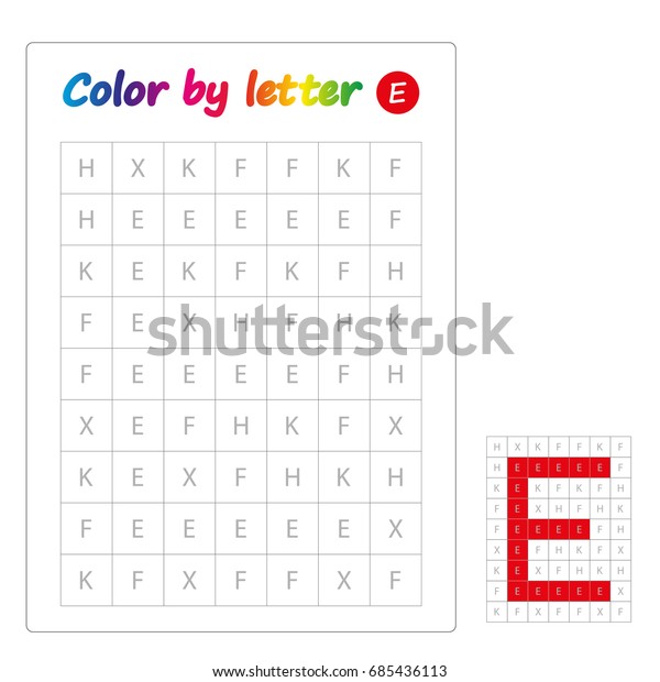 Worksheet Color By Letters Learning Alphabet Stock Vector (Royalty Free ...