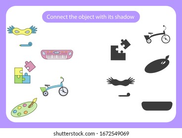 Worksheet Connect Toy Shadow Educational Game Stock Vector (Royalty ...