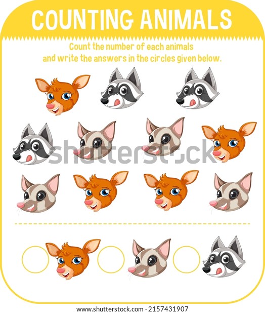 Worksheet Design Counting Animals Illustration Stock Vector (Royalty ...