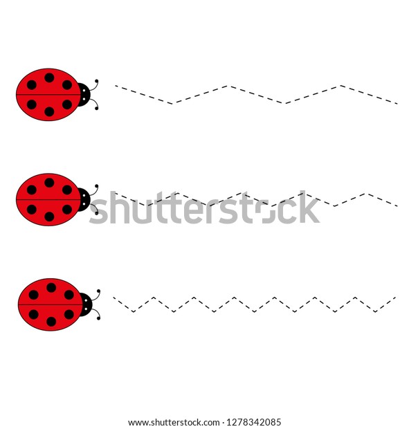 Worksheet Game Kids Dashed Lines Writing Stock Vector (Royalty Free ...
