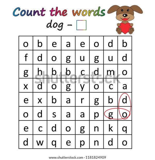 Worksheet Game Kids Find Count Words Stock Vector (Royalty Free ...