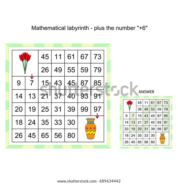 Worksheet Game Kids Mathematical Labyrinth Plus: เวกเตอร์สต็อก (ปลอดค่า ...