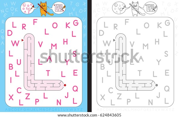 Worksheet for learning alphabet - recognizing capital letter L - maze ...