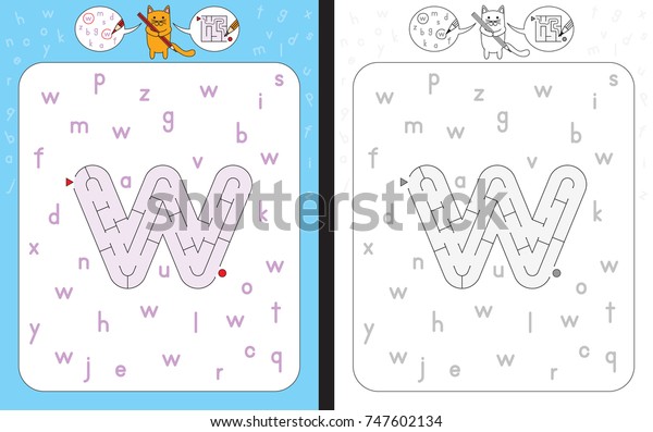 Worksheet for learning alphabet - recognizing letter w - maze in the ...