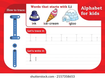 Worksheet Letter Alphabet Tracing Practice Letter Stock Vector (Royalty ...