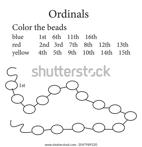Worksheet Ordinal Numbers Vector Preschool Math Stock Vector (Royalty ...