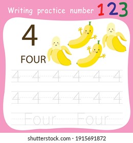 Worksheet Writing Practice Number Four Stock Vector (Royalty Free ...