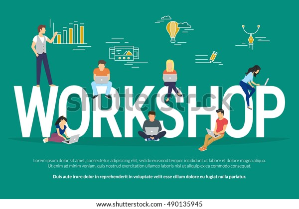 Workshop Concept Illustration Young People Attending Stock Vector ...
