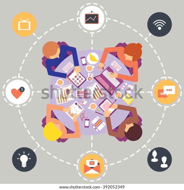Workspace Meeting Discussion Briefing Business Meeting Stock Vector ... Workspace Meeting Discussion Briefing Business Meeting Stock Vector ...