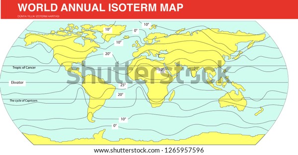 World Annual Isotherm Map 스톡 벡터(로열티 프리) 1265957596 | Shutterstock