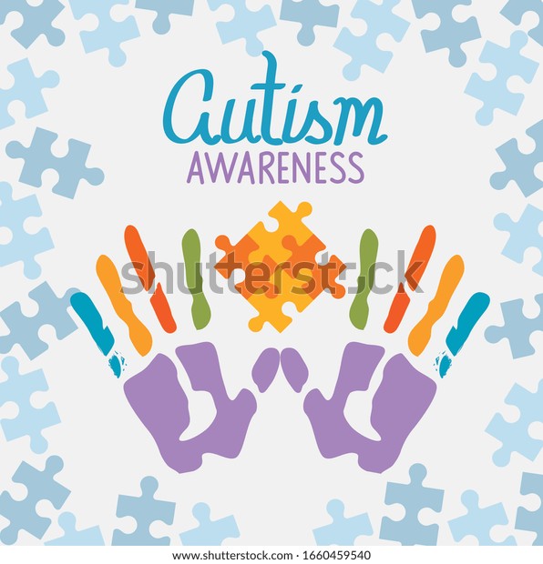World Autism Day Handprints Vector Illustration Stock Vector (Royalty ...