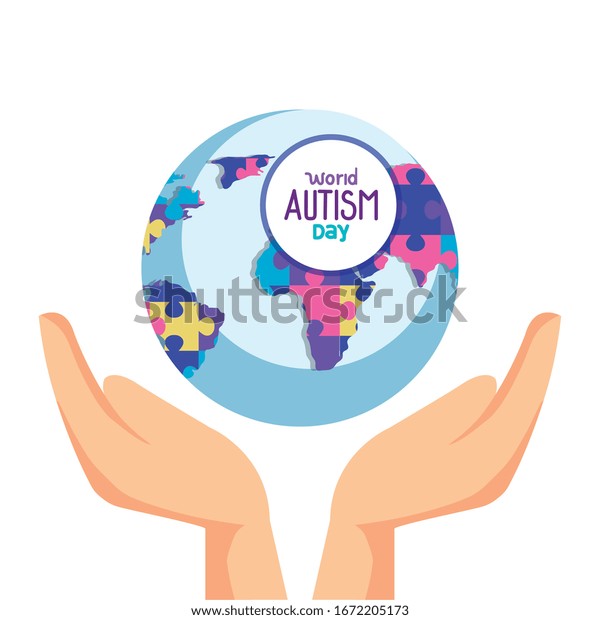 World Autism Day Hands World Planet Stock Vector (Royalty Free ...