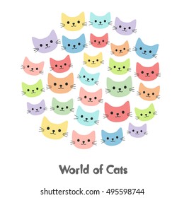World Cats Cartoon Vector Illustration 스톡 벡터(로열티 프리) 495598744 ...
