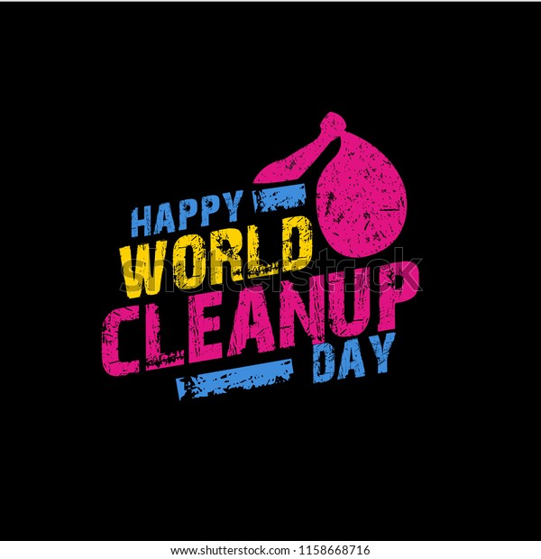 World Clean Day Cute Typography Vector Stock Vector (Royalty Free ...