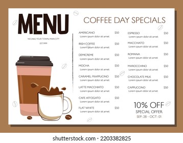 World Coffee Day Menu Design Modern Stock Vector (Royalty Free ...