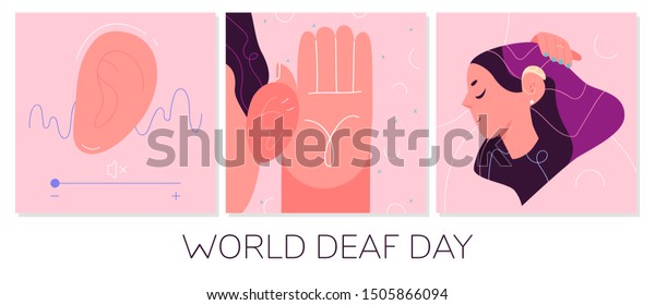 World Deaf Day Last Sunday September Stock Vector (Royalty Free ...
