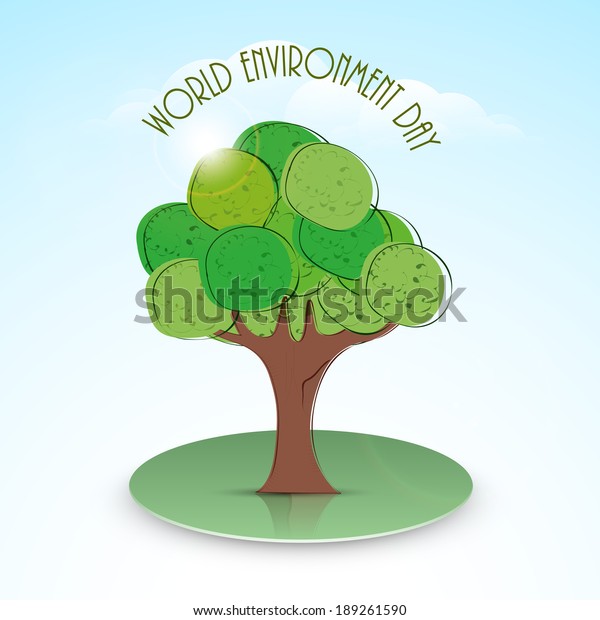 World Environment Day Concept Green Tree Stock Vector (Royalty Free ...