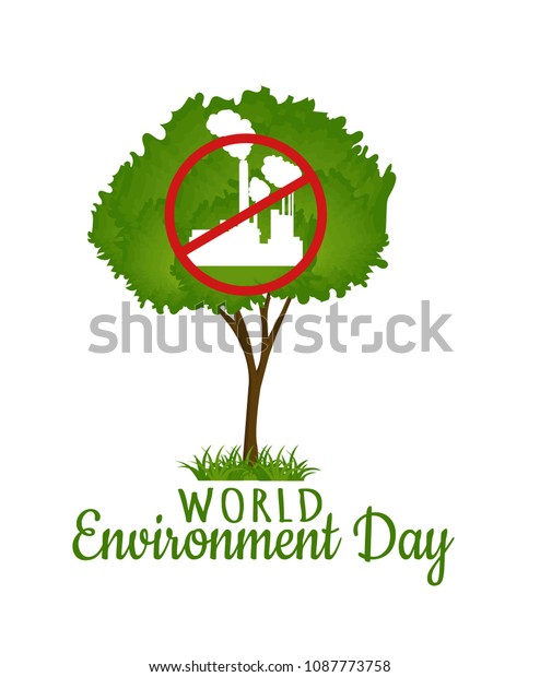 World Environment Day Green Tree Nature Stock Vector (Royalty Free ...