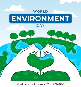 World Environment Day Love Hand Sign Stock Vector (Royalty Free ...