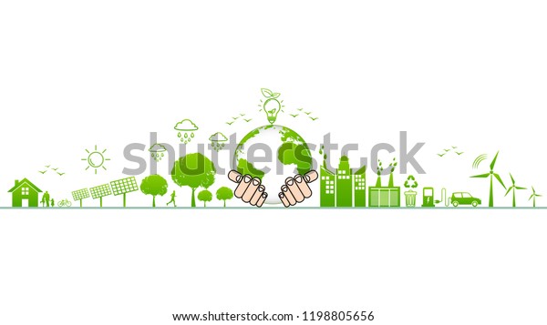 World Environment Sustainable Development Ecology Friendly Stock Vector ...