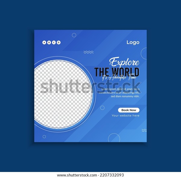 World Explore Social Media Post Template Stock Vector (Royalty Free ...