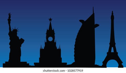 World Famous Buildings Stock Vector (Royalty Free) 1028577919 ...