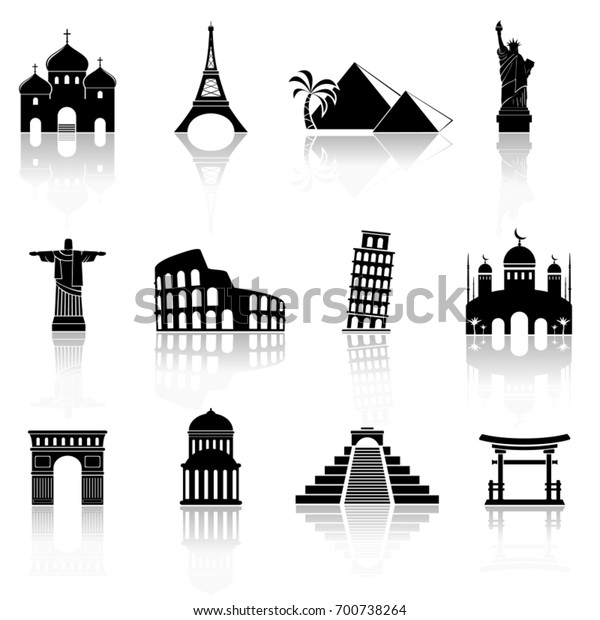 World Famous Buildings Abstract Silhouettes Landmarks Stock Vector ...
