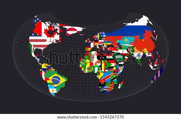 World Flag Map Armadillo Projection Map : image vectorielle de stock ...