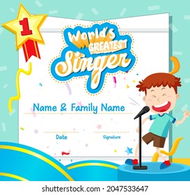 World Greatest Singer Certificate Template Illustration Stock Vector ...