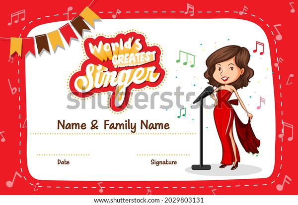 World Greatest Singer Certificate Template Illustration: เวกเตอร์สต็อก ...