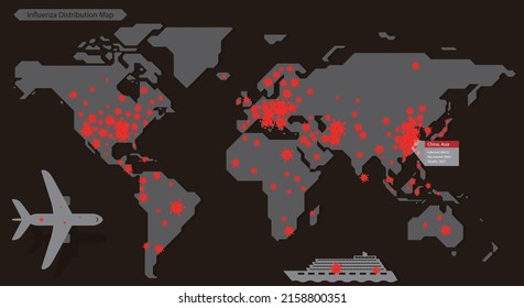World Influenza Epidemic Chart Map World Stock Vector (Royalty Free ...