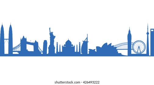 World Landmark Group Blue Stock Vector (Royalty Free) 426493222 ...