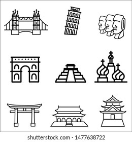 World Landmarks Line Icon Set Simple Stock Vector (Royalty Free ...