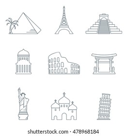 World Landmarks Outline Icons Abstract Vector Stock Vector (Royalty ...