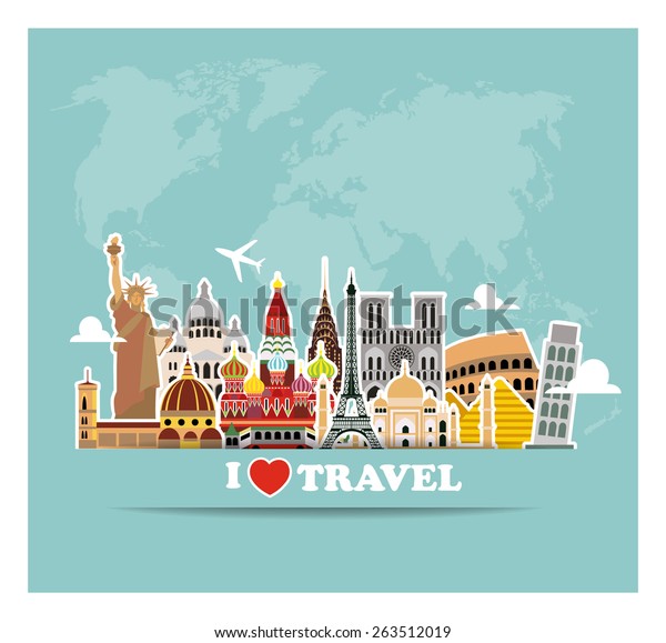 World Landmarks Sticker Icons Set Sky Stock Vector (Royalty Free ...