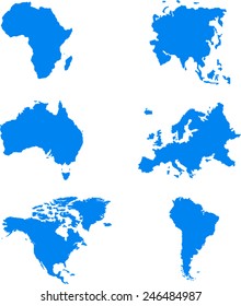 Continents Maps Separated Vector Isolated On: เวกเตอร์สต็อก (ปลอดค่า ...