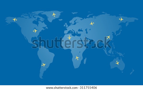 World Map Aircraft Airfare Stock Vector (Royalty Free) 311755406 ...