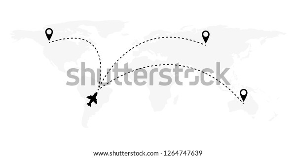 World Map Airplane Icon Tracking Target Stock Vector (Royalty Free ...